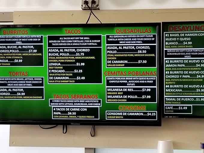 When the menu board glows like this, you know someone's serious about their tortas, burritos, and everything in between.