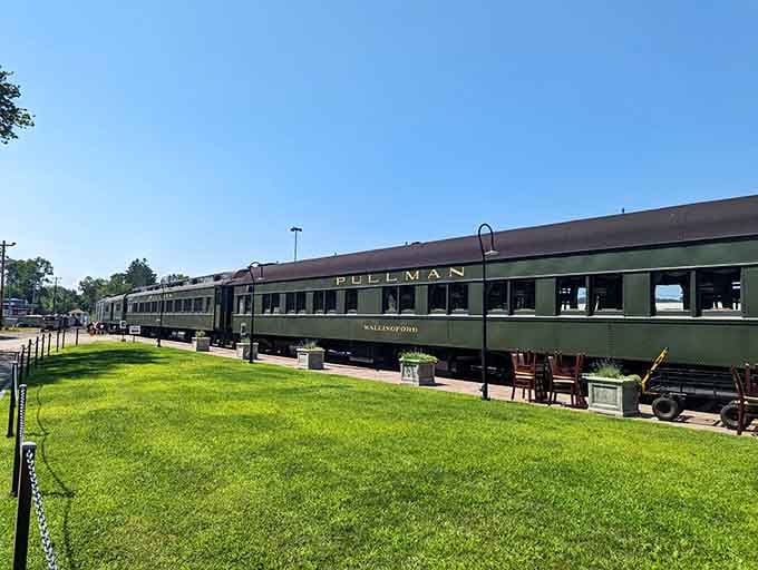 The elegant Pullman car sits waiting like a patient butler, ready to serve you an unforgettable journey through time.