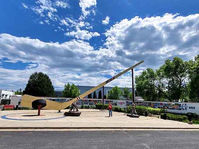 Nothing says "we love hockey" quite like building a 110-foot stick that makes every tourist smile.