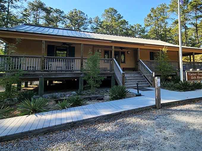 This welcoming visitor center proves that even remote wilderness needs a proper introduction and maybe some last-minute supplies.