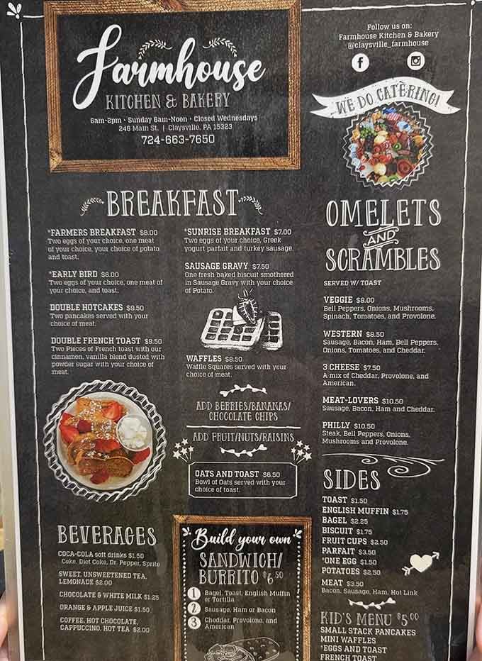 This menu board reads like a greatest hits album of breakfast classics, and every track is a winner.
