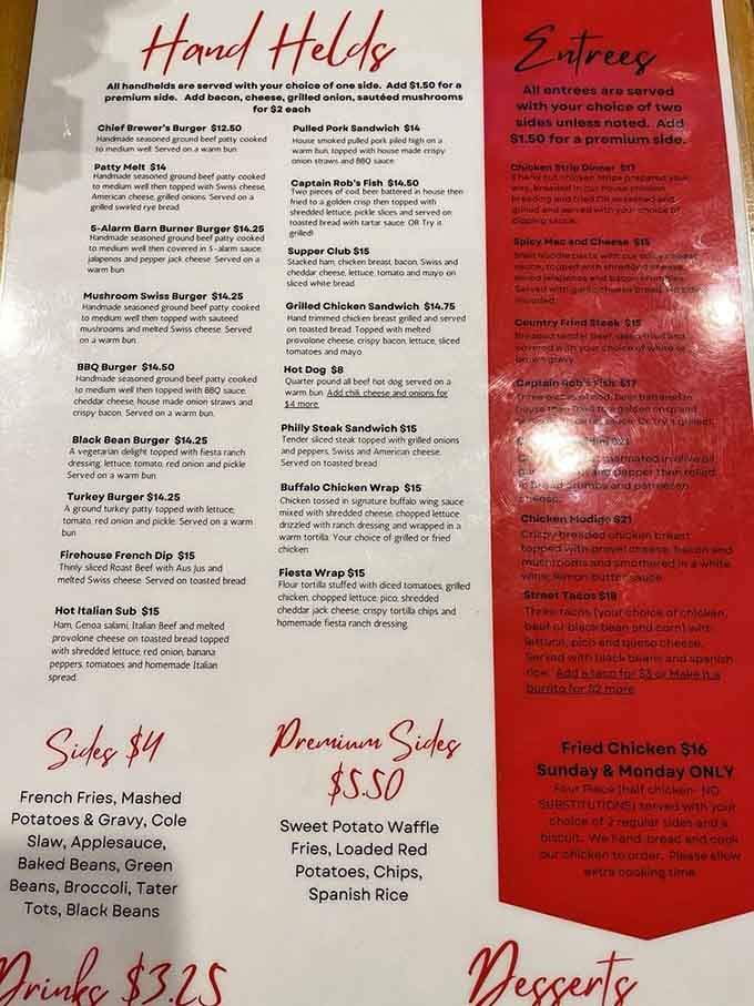 When a menu needs two columns and multiple colors, you know the kitchen means business.