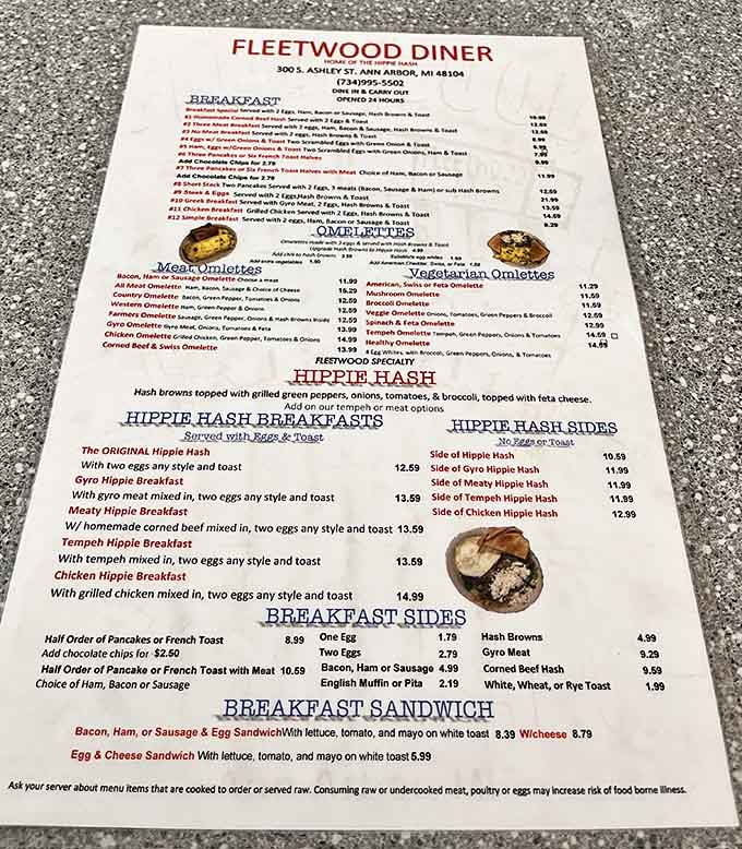 The menu reads like a love letter to breakfast, with the Hippie Hash starring as the romantic lead.