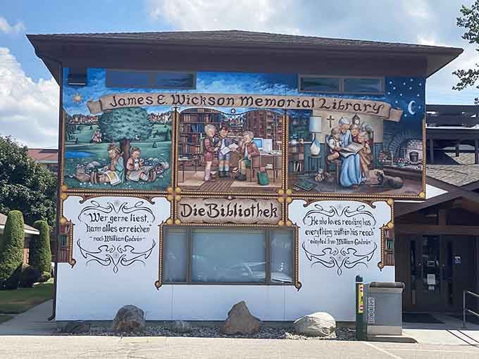 Even the library gets the Bavarian treatment, because why should books have all the fun without proper atmosphere?