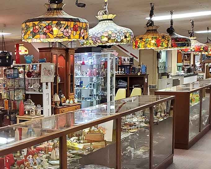 Those Tiffany-style lamps aren't just lighting fixtures, they're portals to a more elegant time in American homes.