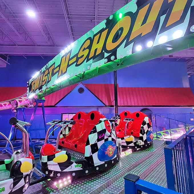 The Twist-n-Shout ride looks like it was designed by someone who really understood the assignment about maximum fun.