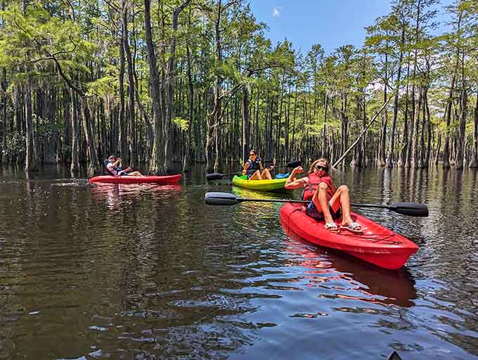 Paddling through a cypress forest beats sitting in traffic any day of the week, guaranteed.