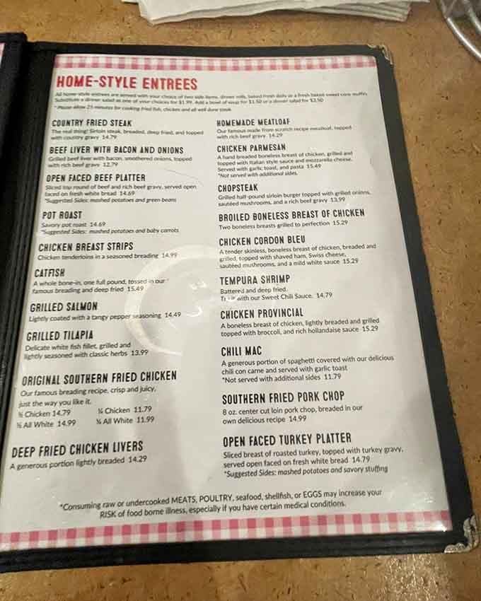 This menu reads like a greatest hits album of American comfort food, minus the skip button you'd never use anyway.