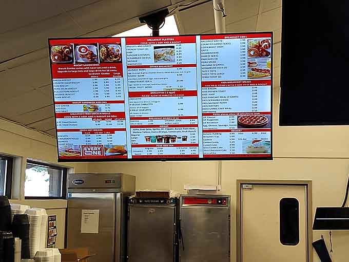 The menu board offers options, but let's be honest—you're here for the all-you-can-eat experience.