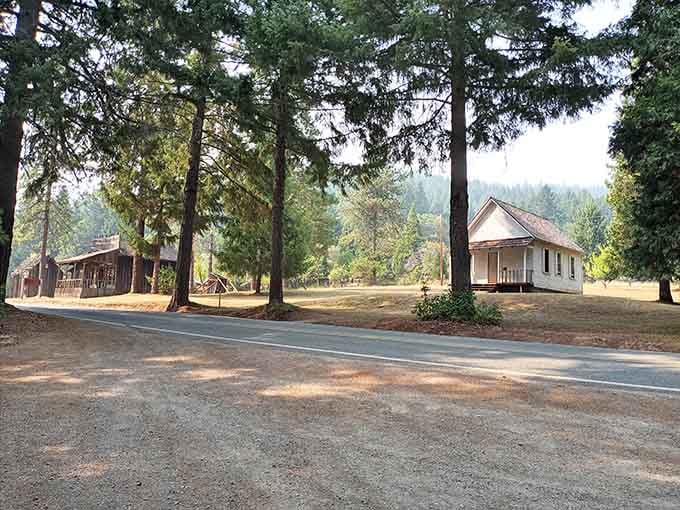 Historic buildings line the road like characters in a Western, minus the tumbleweeds and dramatic showdowns.