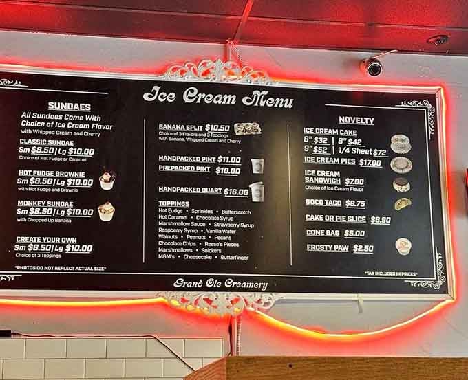 When the menu offers everything from banana splits to Bogo Tacos, you know you've entered ice cream paradise.