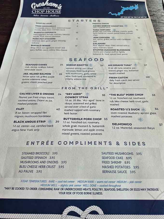 The menu reads like a greatest hits album of steakhouse classics, with seafood playing excellent backup vocals.