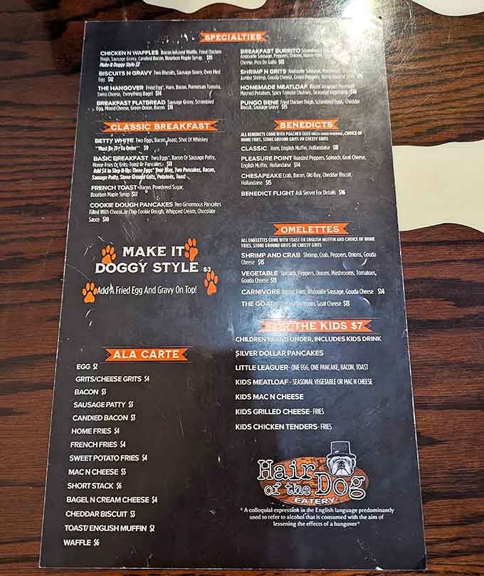 This menu reads like a greatest hits album of breakfast, with enough options to satisfy every morning craving imaginable.