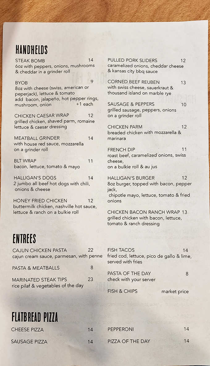 From Steak Bombs to Fish Tacos, this menu reads like America's greatest hits on a plate.