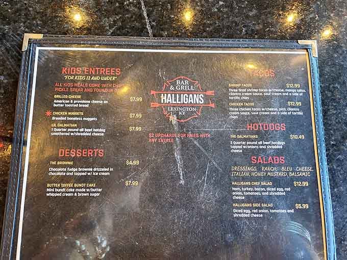 The menu board gleams like a firefighter's polished badge, promising comfort food that'll make your taste buds sound the alarm.