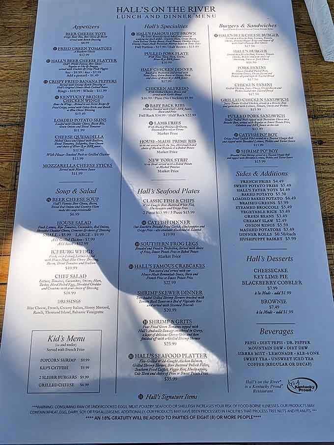 This menu reads like a love letter to Southern comfort food, with enough variety to satisfy every craving.