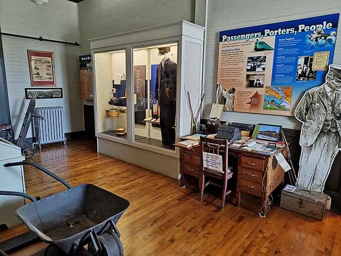 Step into a perfectly preserved railroad office where typewriters clicked and schedules ruled the day.