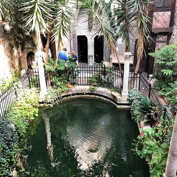 This tranquil pool surrounded by ancient stonework proves someone had seriously ambitious decorating ideas.