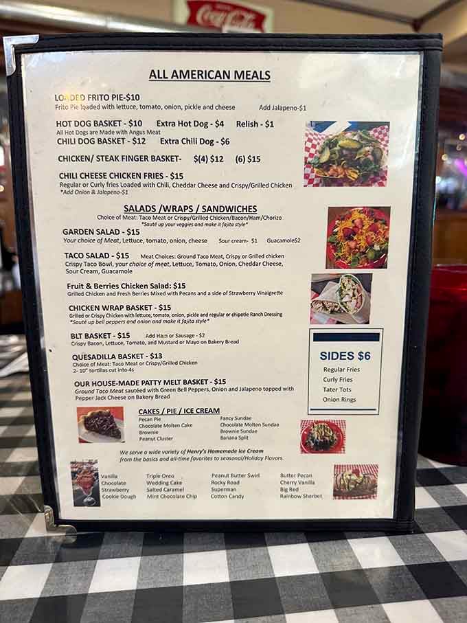 The menu offers classic American comfort food with enough variety to satisfy everyone from picky eaters to adventurous diners.