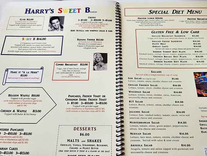 When a menu features both Elvis and Marilyn, you know the food takes its nostalgia as seriously as flavor.