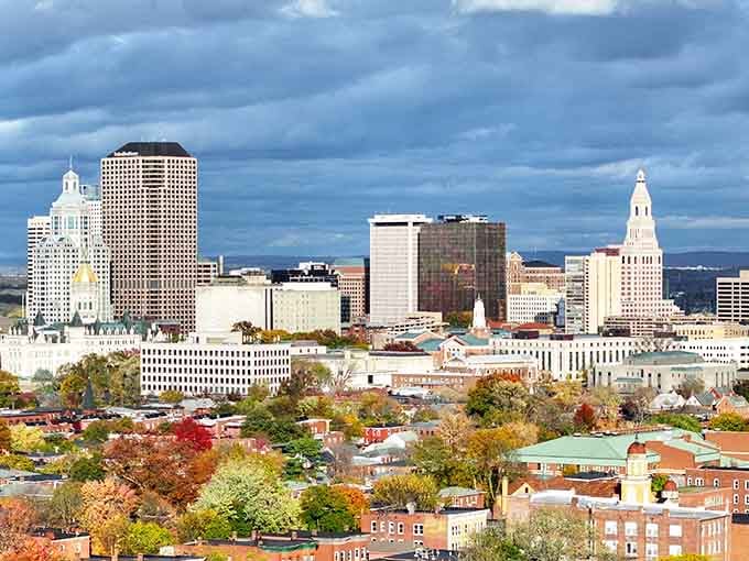 Wrong city skyline here, but Hartford City's own charm lies in its human scale and walkable streets instead.
