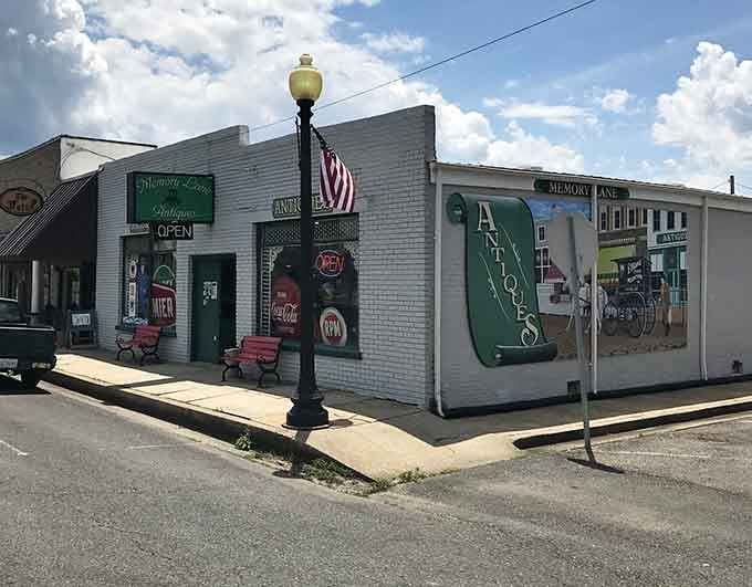 Memory Lane Antiques beckons with vintage signs and Americana, where nostalgia isn't just sold, it's practically guaranteed.