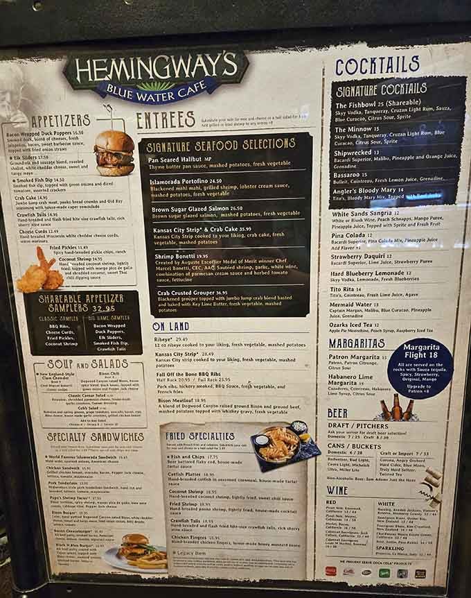 The menu reads like a love letter to both land and sea, offering everything from halibut to ribeye.