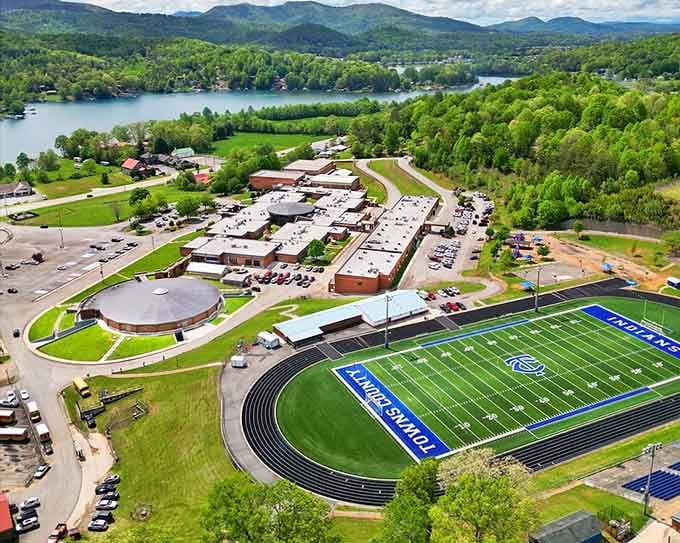 Even the high school gets a lakeside view&mdash;these students have no idea how good they've got it up here.