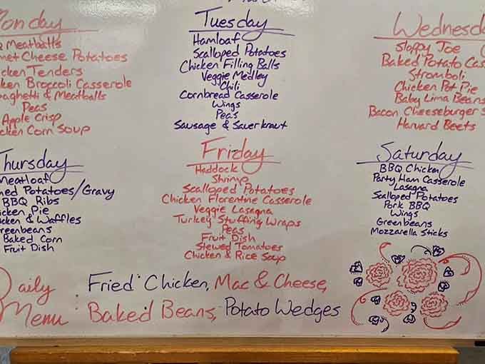 The daily menu board reads like your grandmother's greatest hits, if she could cook for an entire county.