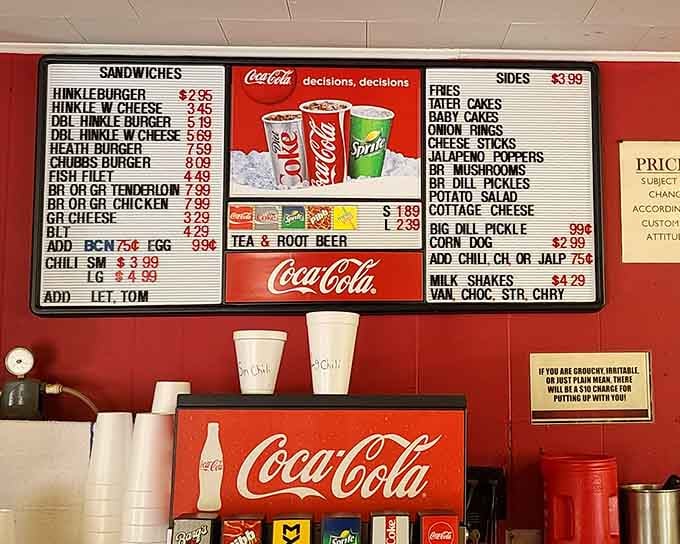 A menu board that doesn't need fancy fonts or photos&mdash;just honest food at honest prices, the way it should be.