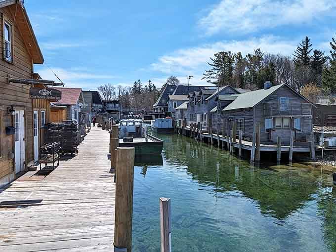 Walking these wooden docks feels like stepping onto a movie set, except everything here is gloriously real.