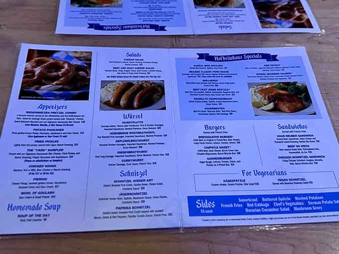 This menu reads like a German language lesson, except the only phrase you need is "yes, please."