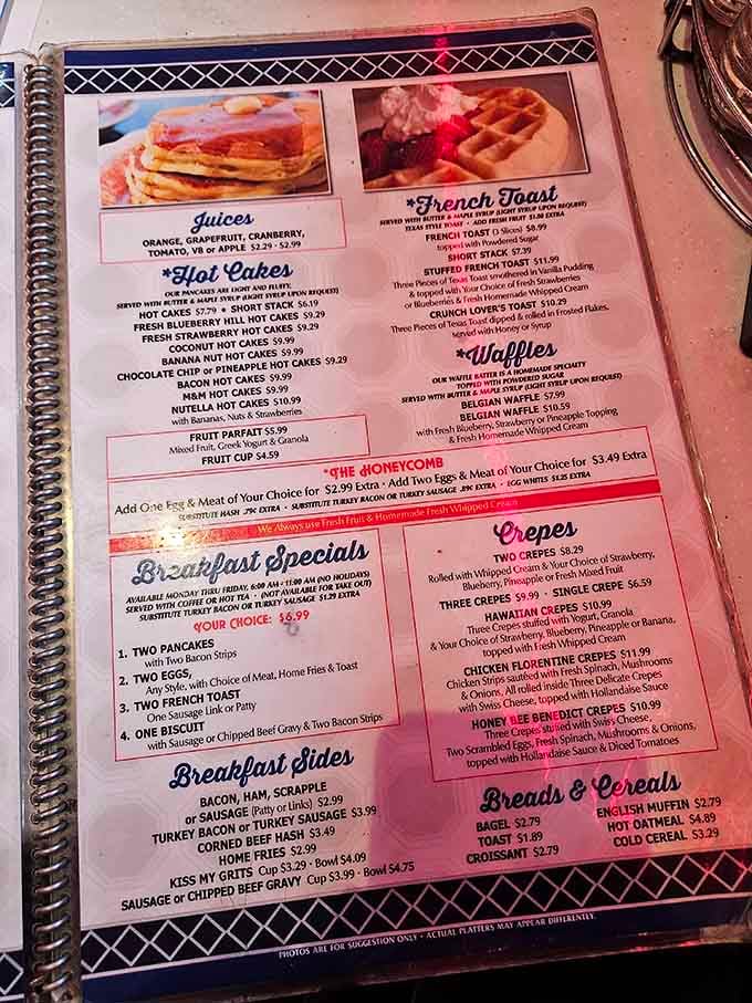 This menu reads like a love letter to breakfast, offering more delicious decisions than you can handle.
