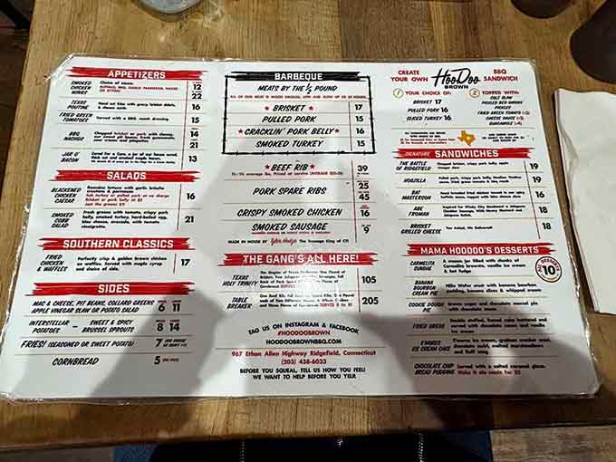This menu reads like a love letter to smoked meat, and you're about to fall hard.