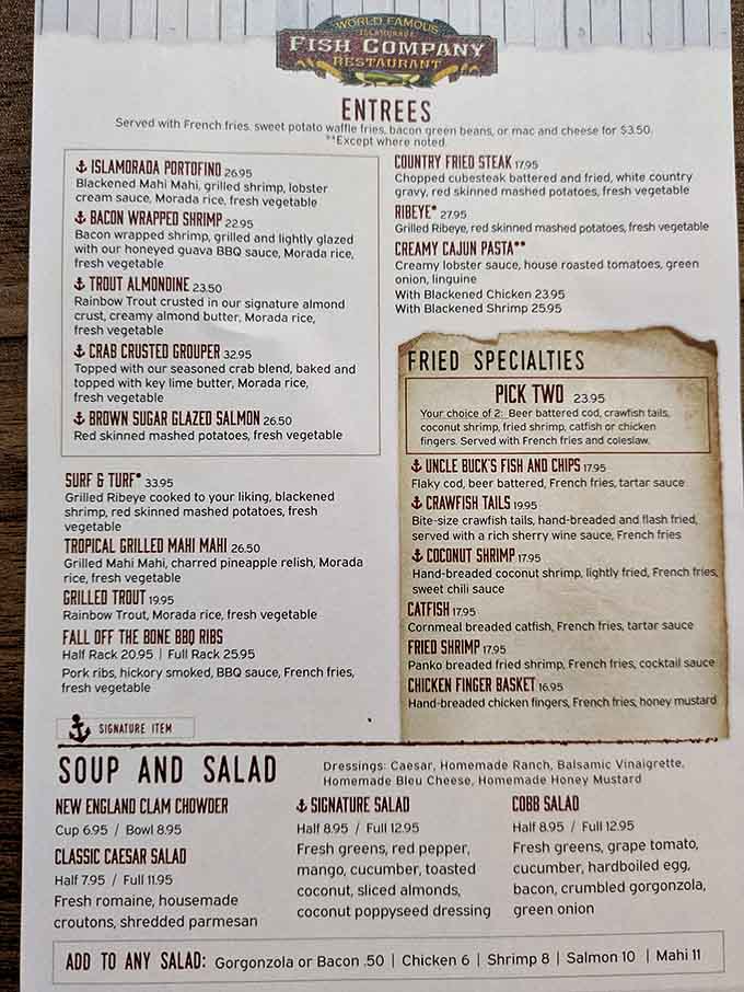 From Portofino to crawfish tails, this menu covers more coastline than a cross-country road trip in a convertible.