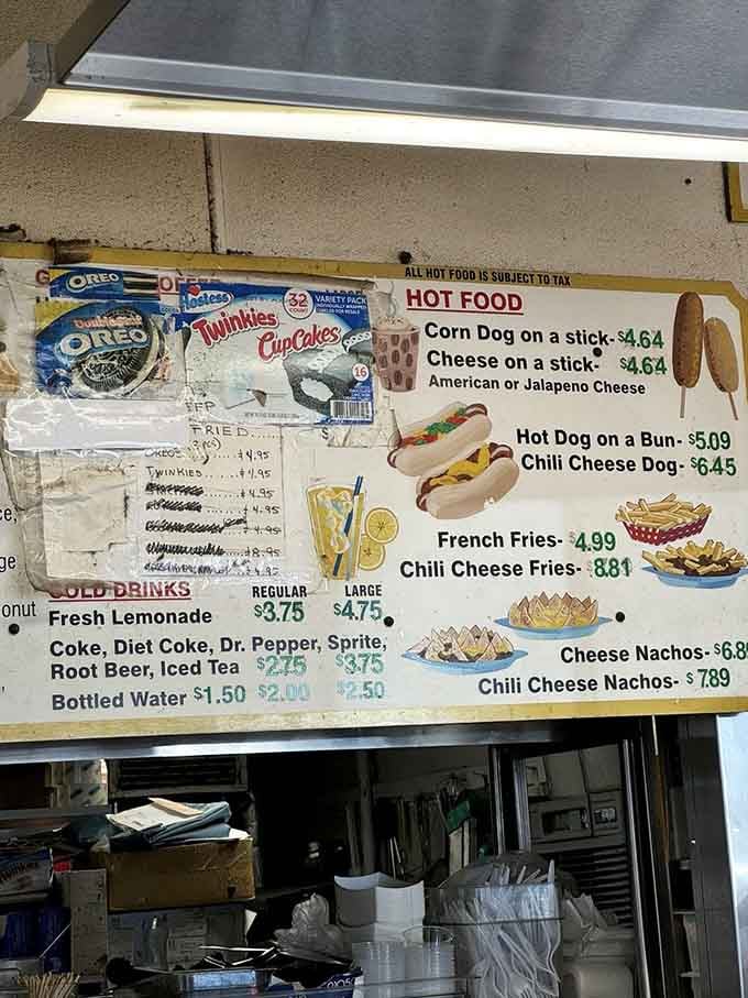 The menu keeps it beautifully simple: corn dogs, hot dogs, fries, and all the fair classics done right.