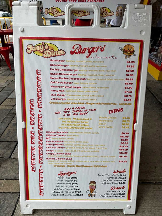 This menu board proves that sometimes the best decisions in life involve choosing between bacon and double bacon.
