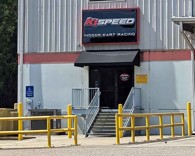 Your portal to adrenaline awaits behind this unassuming entrance, where everyday life ends and racing dreams begin.