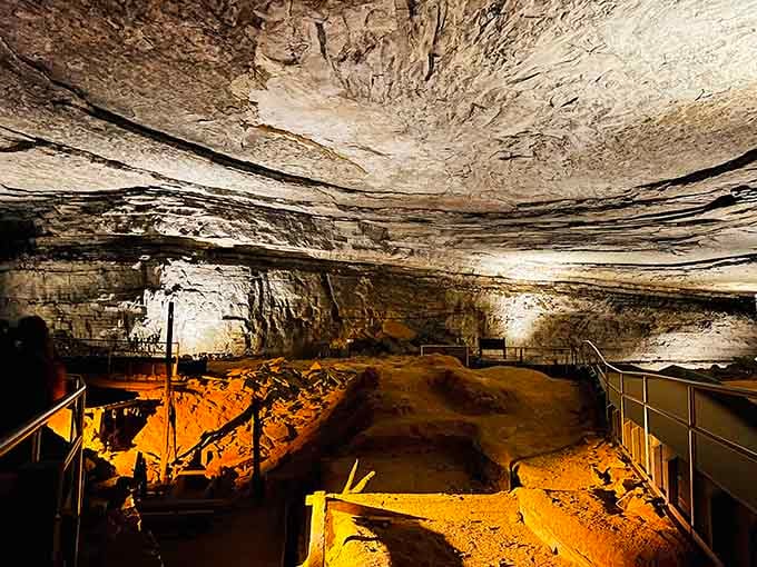 Deep beneath Kentucky limestone, this cathedral-like chamber reveals nature's patient artistry carved over millions of years.