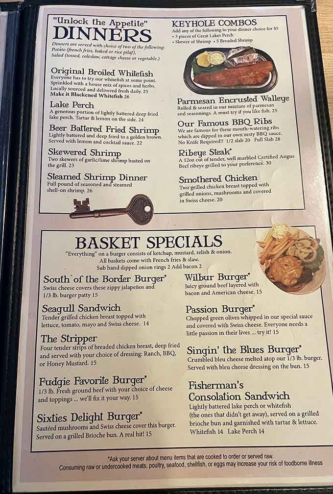 A menu that says "Unlock the Appetite" isn't messing around, and neither is that Fisherman's Consolation Sandwich waiting for you.