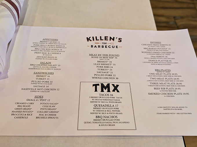 This menu is like choosing your favorite child, except all the children are delicious smoked meats and nobody gets offended.