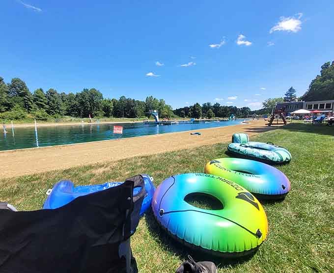 The rainbow of inner tubes tells you everything you need to know about the kind of day you're about to have.