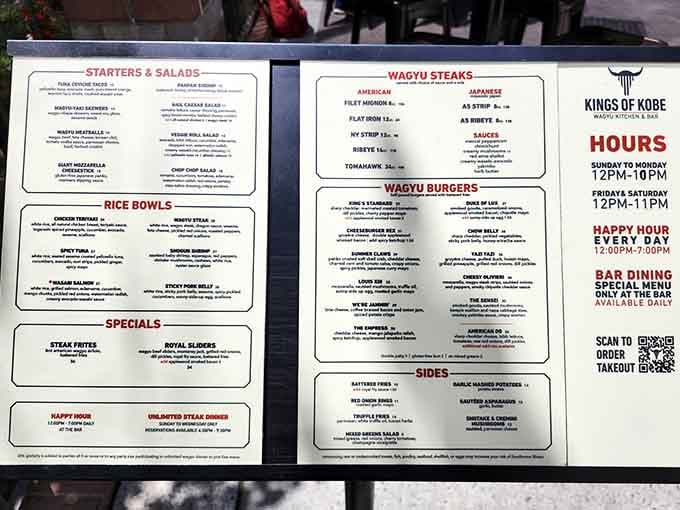 This menu reads like a love letter to wagyu, offering more delicious decisions than you're prepared to make.