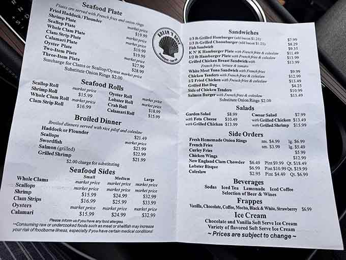 This menu reads like a greatest hits album of coastal cuisine, from whole clams to frappes and everything delicious between.