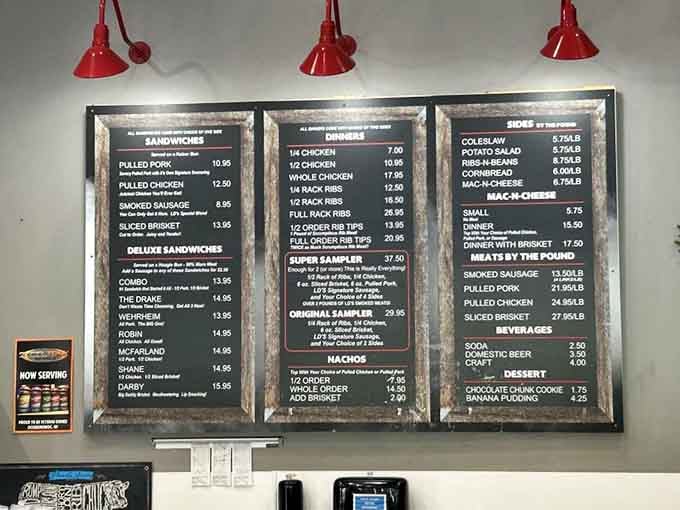 This menu board is basically a choose-your-own-adventure novel, except every ending involves delicious smoked meat and satisfaction.