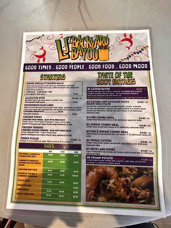 When a menu promises "Good Times, Good People, Good Food, Good Mood," you know they mean business.