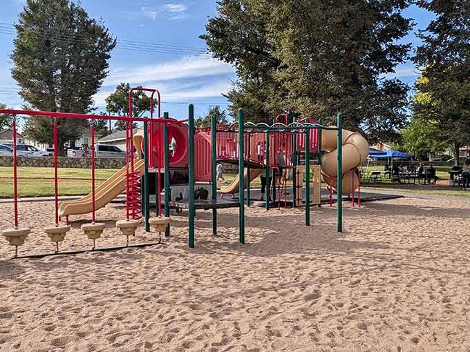 City Park provides playgrounds where kids can still be kids without helicopter parents hovering every second.
