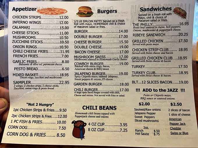 This menu reads like a greatest hits collection, offering everything from calamari to jalape&ntilde;o burgers with style.
