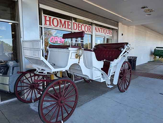 Nothing says "we're serious about antiques" quite like parking an actual horse-drawn carriage at your entrance.