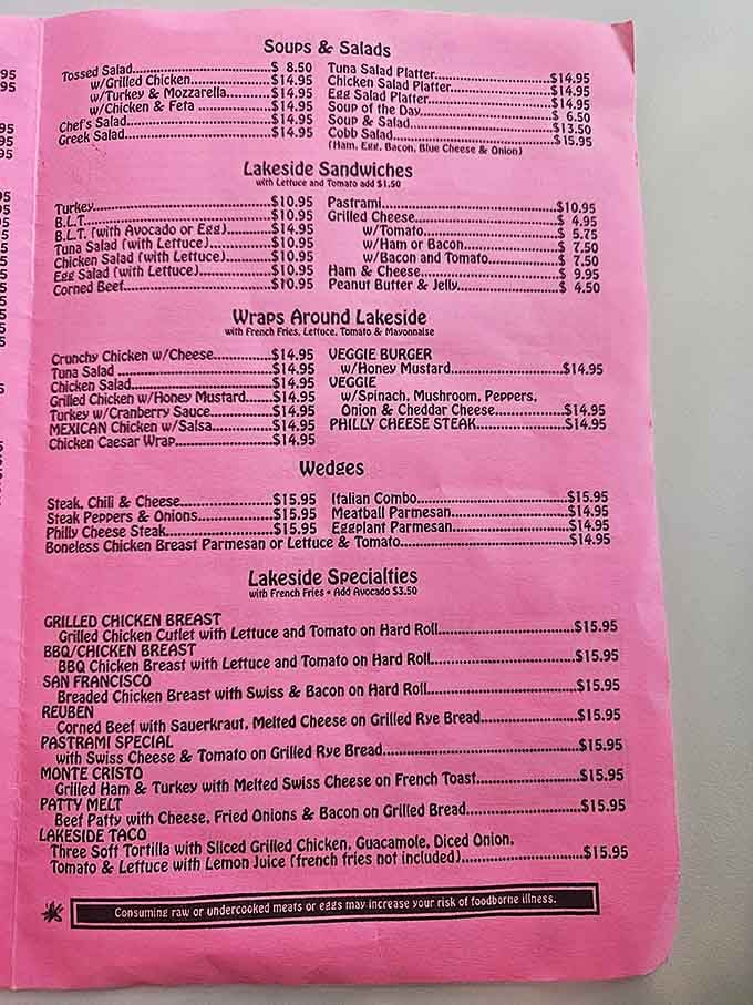 Pink menus mean serious business&mdash;this is where you'll find everything from wraps to wedges to pure diner magic.